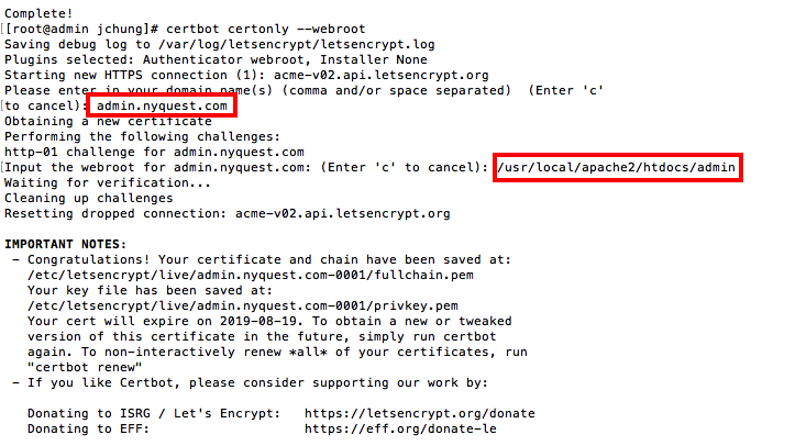 Generating SSL Certs using Let's Encrypt - Nyquest Consulting, LLC